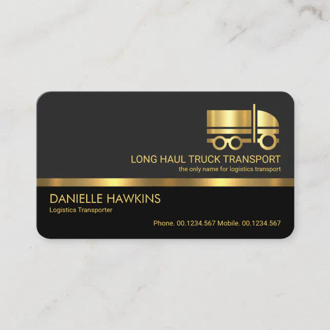 Stylish Professional Grey Layers Gold Line Trucker Business Card | Zazzle