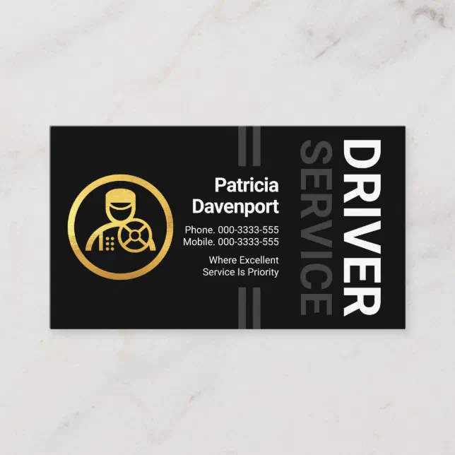 Stylish Professional Grey Lines Driver Business Card | Zazzle