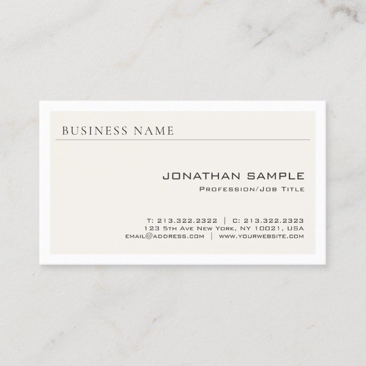 Stylish Professional Simple Design Modern Plain Business Card | Zazzle