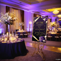 Stylish Purple and Gold Calla Lily Wedding Foam Board | Zazzle