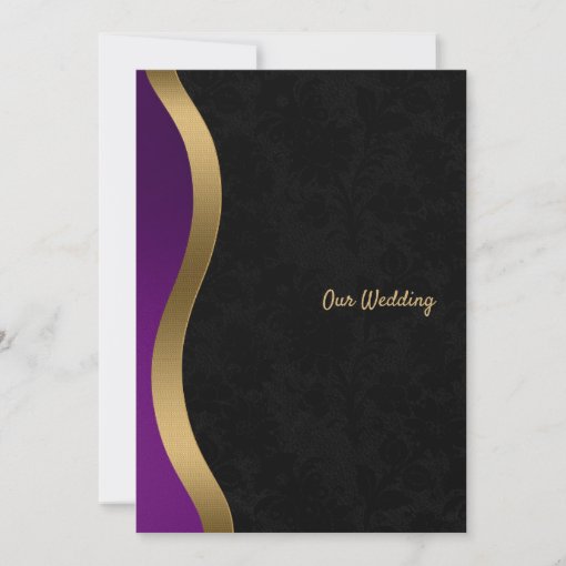 Stylish Purple and Gold Wedding Invitation | Zazzle