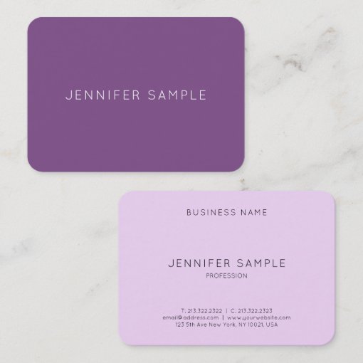 Stylish Purple Color Professional Minimalist Cool Business Card | Zazzle