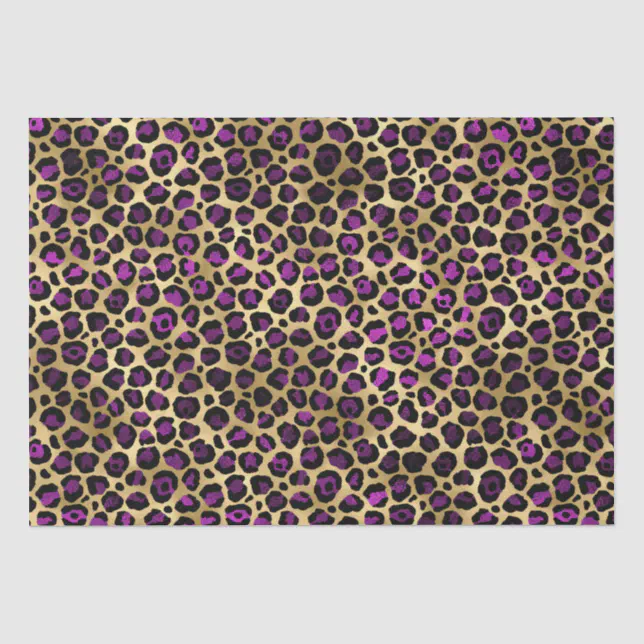 Stylish Purple & Gold Foil Leopard Spots Safari Tissue Paper | Zazzle