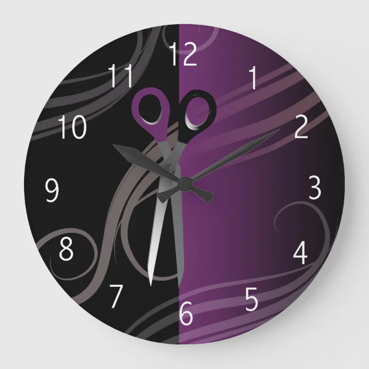 stylish purple hair salon clock | Zazzle
