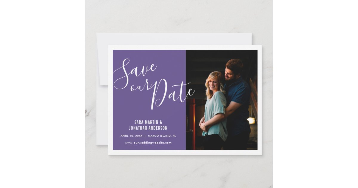 Stylish Purple | Photo Save the Date | Zazzle