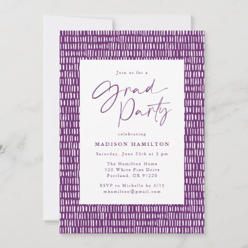 Stylish Purple Script Photo Graduation Party Invitation | Zazzle