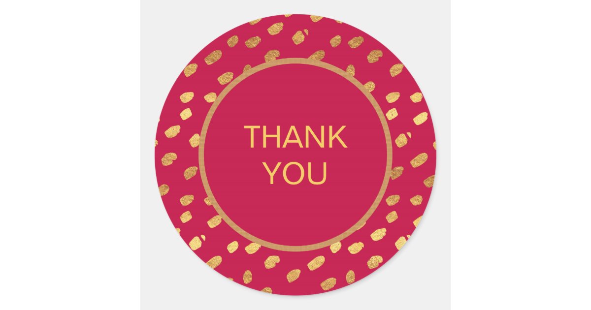 Stylish Red and Gold Thank You Sticker | Zazzle