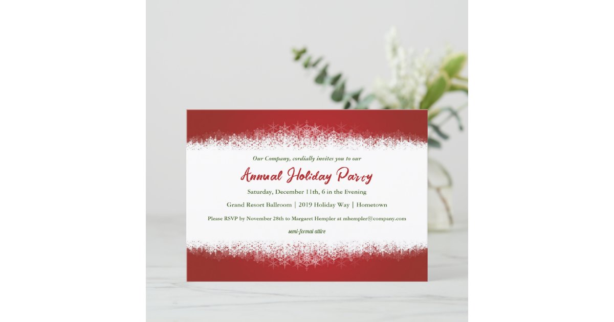 Stylish Red and White Holiday Party Invitation | Zazzle