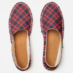 Stylish Red Blue Plaid Pattern Espadrilles | Zazzle