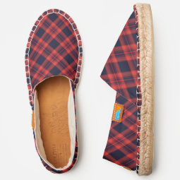 Stylish Red Blue Plaid Pattern Espadrilles | Zazzle