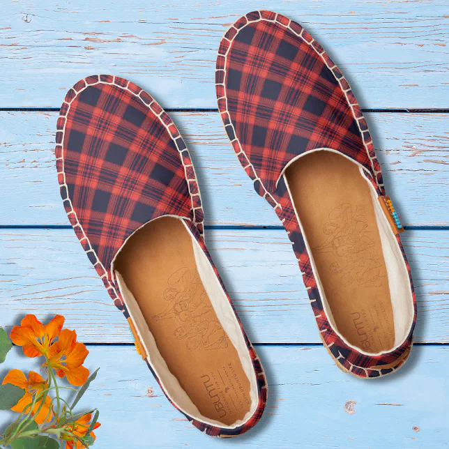 Stylish Red Blue Plaid Pattern Espadrilles | Zazzle