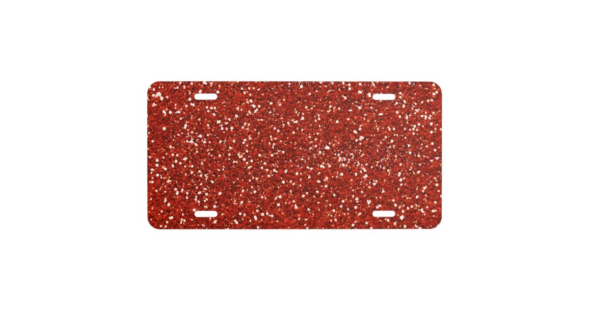 Stylish Red Glitter License Plate | Zazzle
