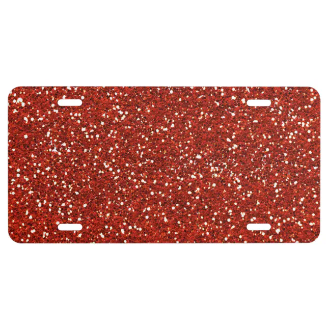 Stylish Red Glitter License Plate | Zazzle