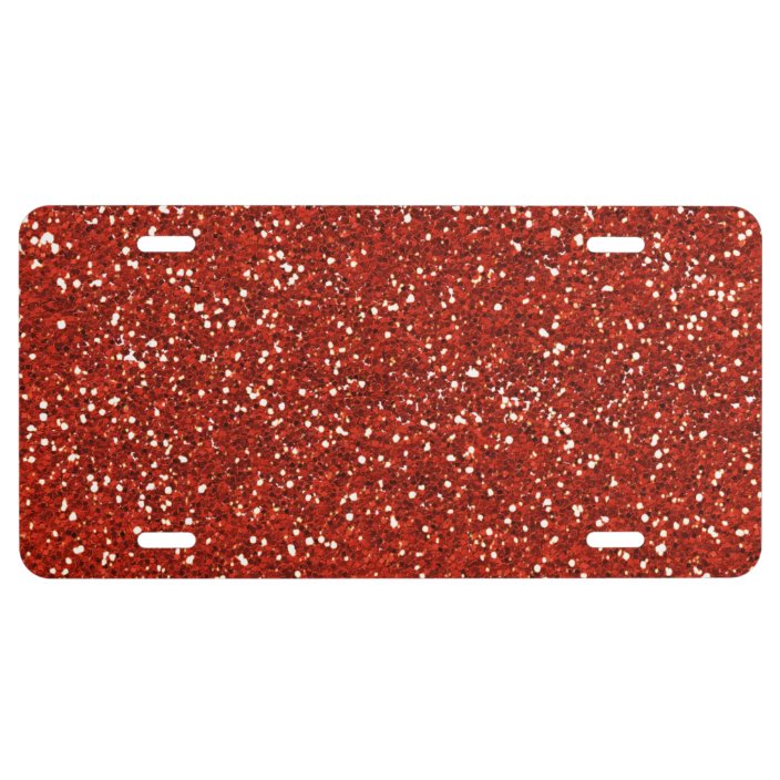 Stylish Red Glitter License Plate | Zazzle.com