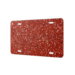 Stylish Red Glitter License Plate | Zazzle