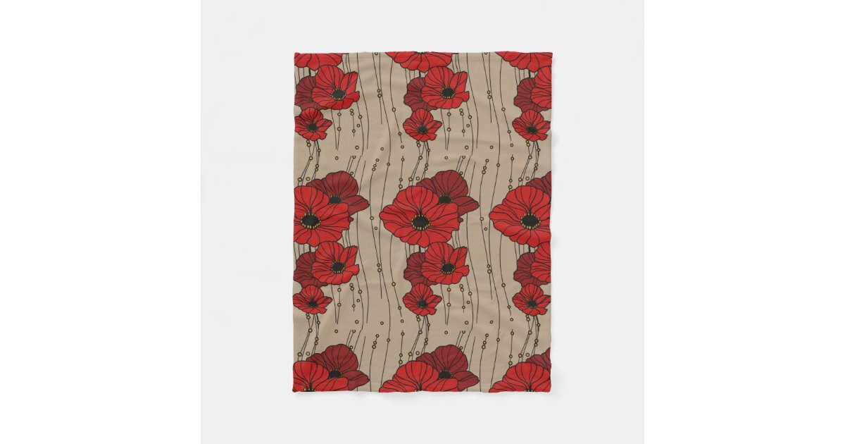 Stylish Red Poppies Fleece Blanket | Zazzle
