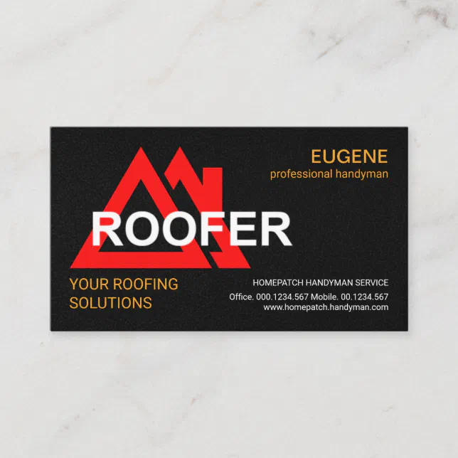 Stylish Red Roof Signage Leather Texture Roofer Business Card | Zazzle