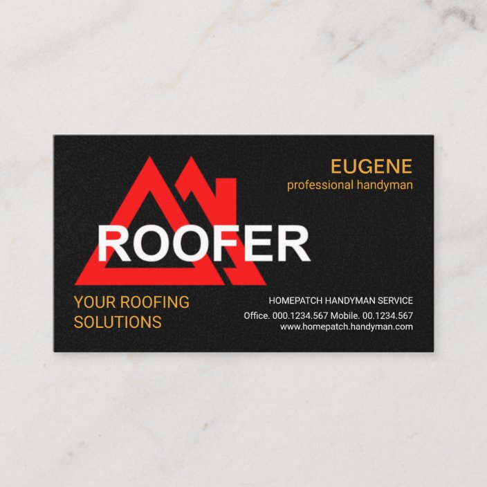 Stylish Red Roof Signage Leather Texture Roofer Business Card | Zazzle.com