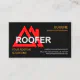Stylish Red Roof Signage Leather Texture Roofer Business Card | Zazzle