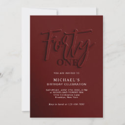 Stylish Red Script Forty 40th Adult Birthday Invitation | Zazzle
