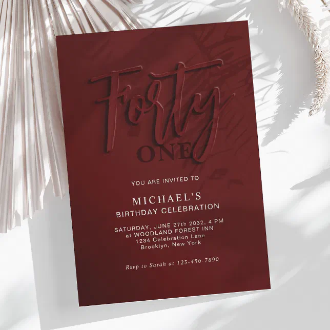 Stylish Red Script Forty 40th Adult Birthday Invitation | Zazzle