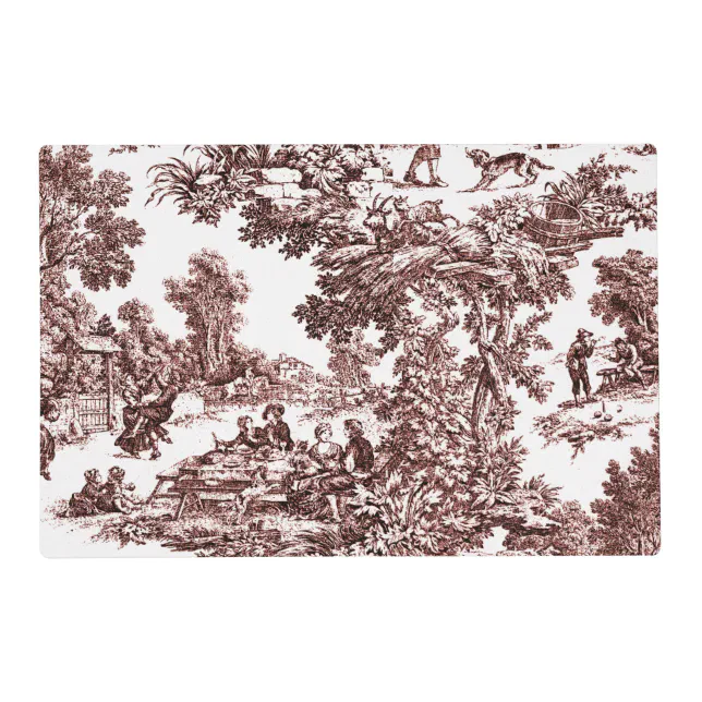 Stylish Red Toile Placemat | Zazzle