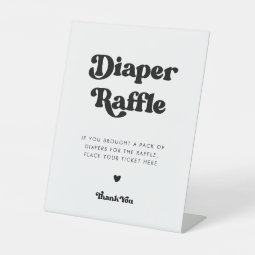 Stylish retro black & white Diaper Raffle Pedestal Sign | Zazzle