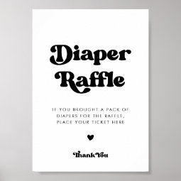 Stylish retro black & white Diaper Raffle sign | Zazzle