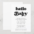 Stylish retro black & white Hello Baby Invitation | Zazzle