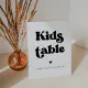 Stylish retro black & white Kids table wedding Pedestal Sign | Zazzle