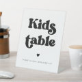 Stylish retro black & white Kids table wedding Pedestal Sign | Zazzle