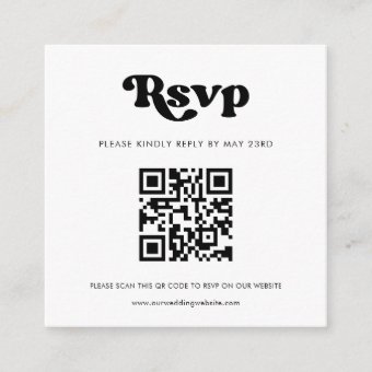 Stylish retro black & white QR code RSVP response Enclosure Card | Zazzle