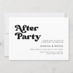 Stylish retro black & white Wedding After party Invitation | Zazzle