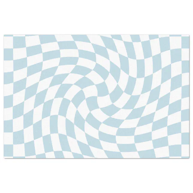 Stylish Retro Blue Pastel Warped Checkerboard Tissue Paper | Zazzle