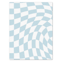 Stylish Retro Blue Pastel Warped Checkerboard Tissue Paper | Zazzle