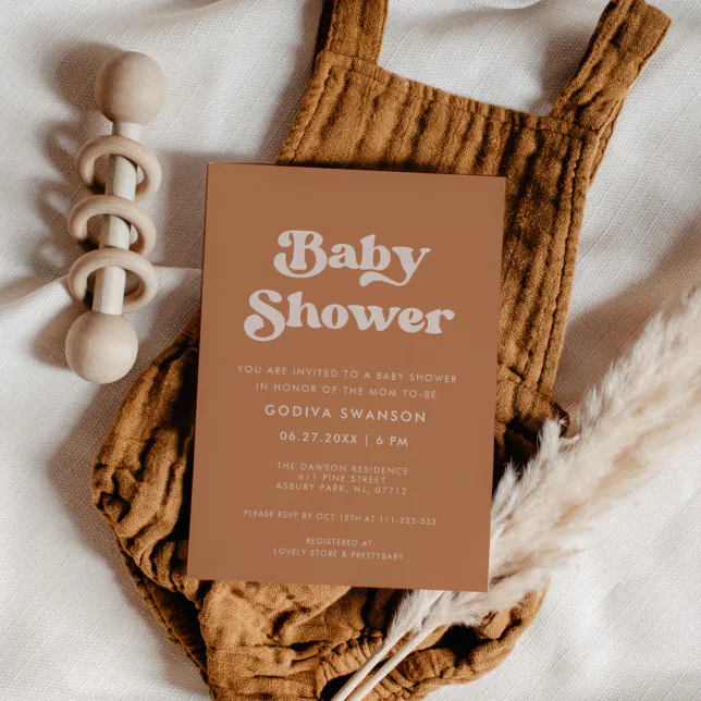 Stylish retro Brown sugar Baby Shower Invitation | Zazzle