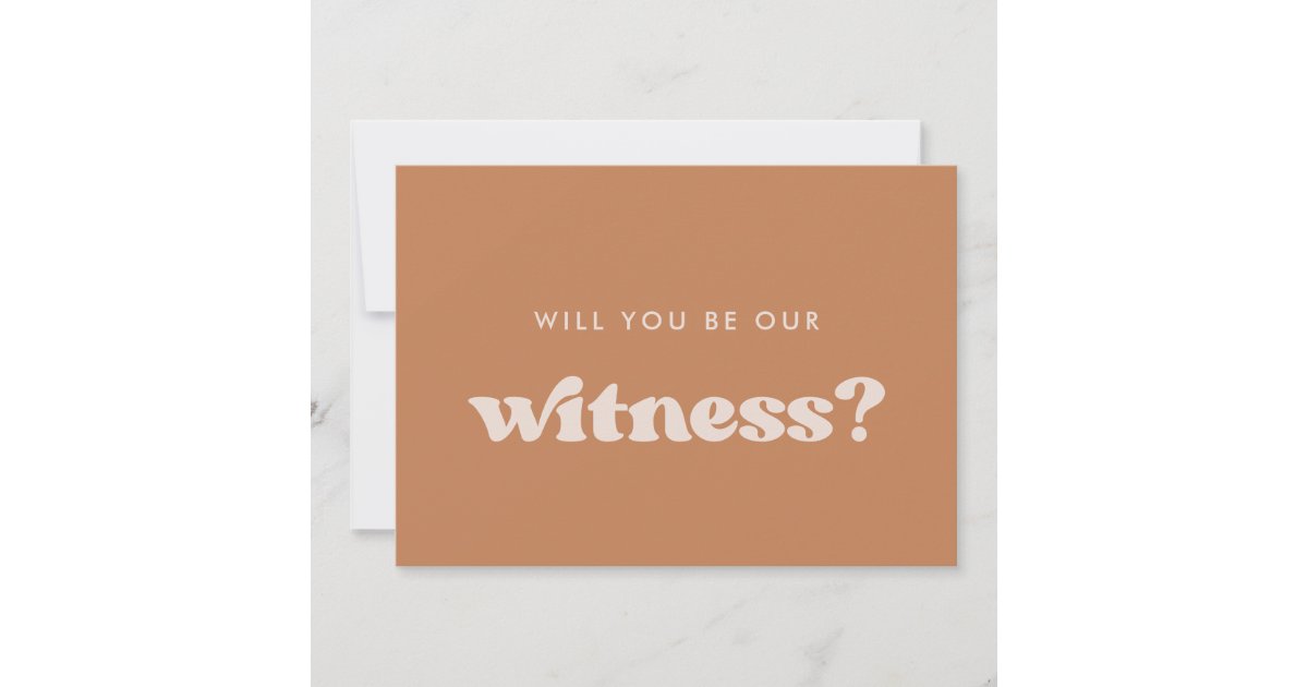 Stylish retro Brown Will you be our witness card | Zazzle