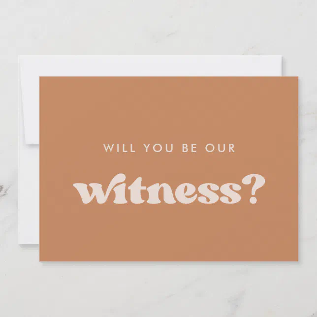 Stylish retro Brown Will you be our witness card | Zazzle