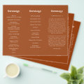 Stylish retro Burnt Orange Trifold Wedding Program Flyer | Zazzle