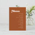 Stylish retro burnt orange wedding menu | Zazzle
