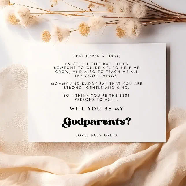 Stylish retro Godparent proposal card | Zazzle