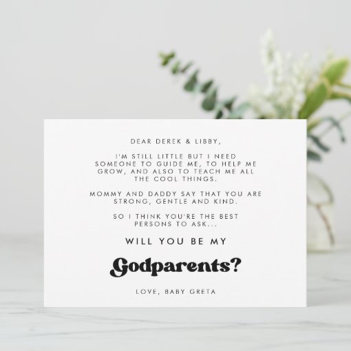 Stylish retro Godparent proposal card | Zazzle