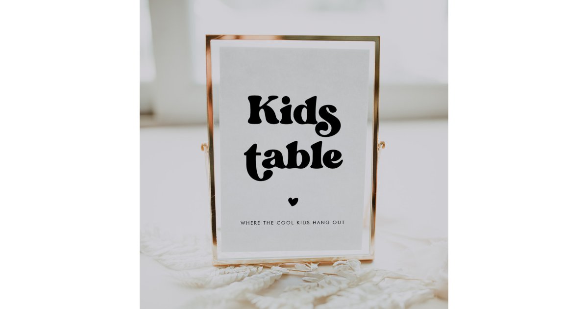 Stylish retro Kids table sign wedding | Zazzle
