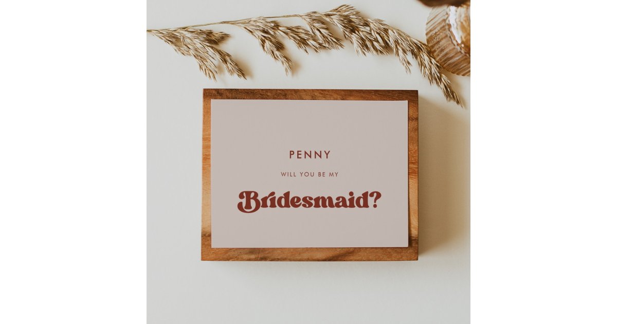 Stylish retro peach pink Bridesmaid proposal card | Zazzle
