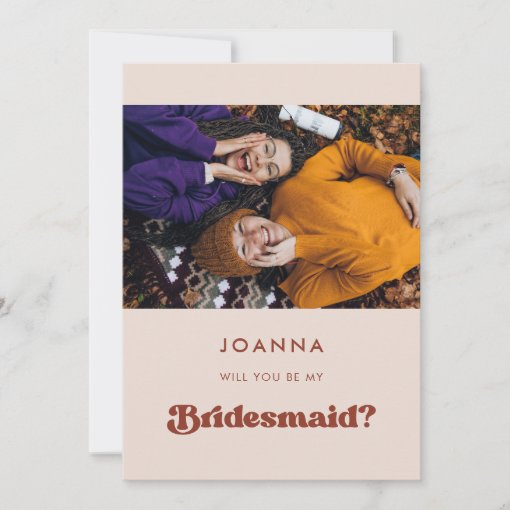 Stylish retro peach pink Bridesmaid proposal card | Zazzle