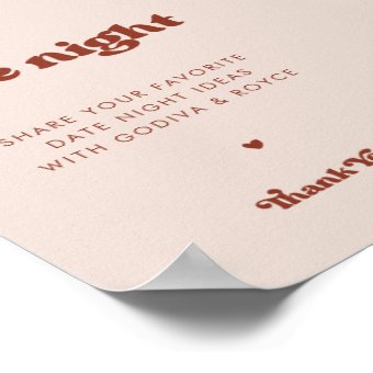 Stylish retro Peach Pink Date night ideas sign | Zazzle