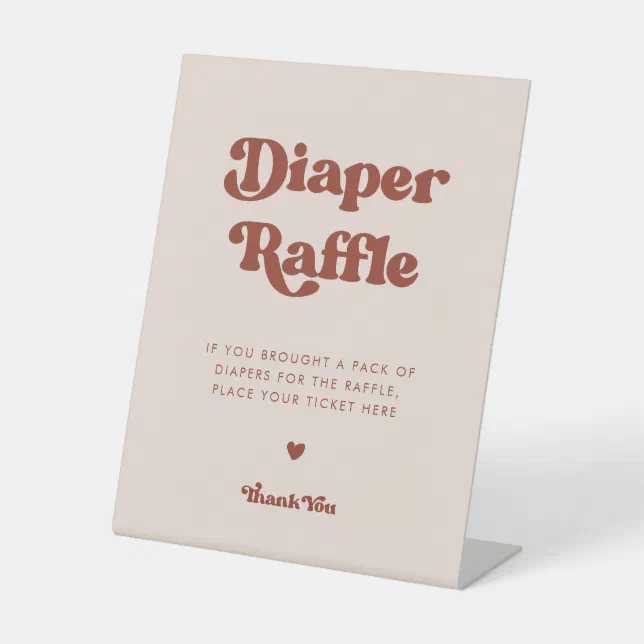 Stylish retro Peach Pink Diaper Raffle Pedestal Sign | Zazzle