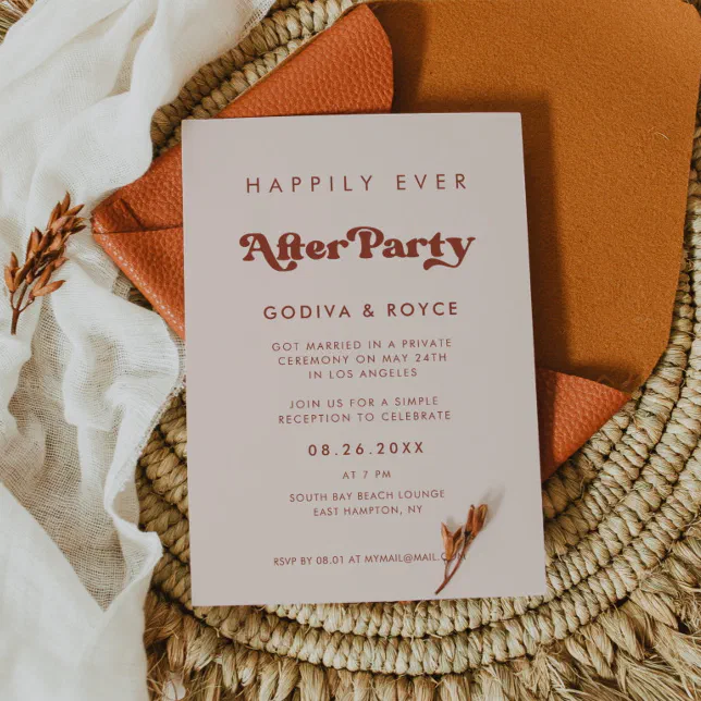 Stylish retro peach pink Happily ever after party Invitation | Zazzle