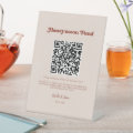 Stylish retro Peach Pink Honeymoon fund QR code Pedestal Sign | Zazzle