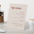 Stylish retro Peach Pink Wedding Bar menu Pedestal Sign | Zazzle